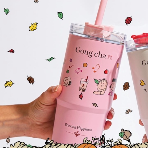 Peanuts | Dining | Gong Cha Peanuts Snoopy Tumbler Cup Pink 2 Oz New ...
